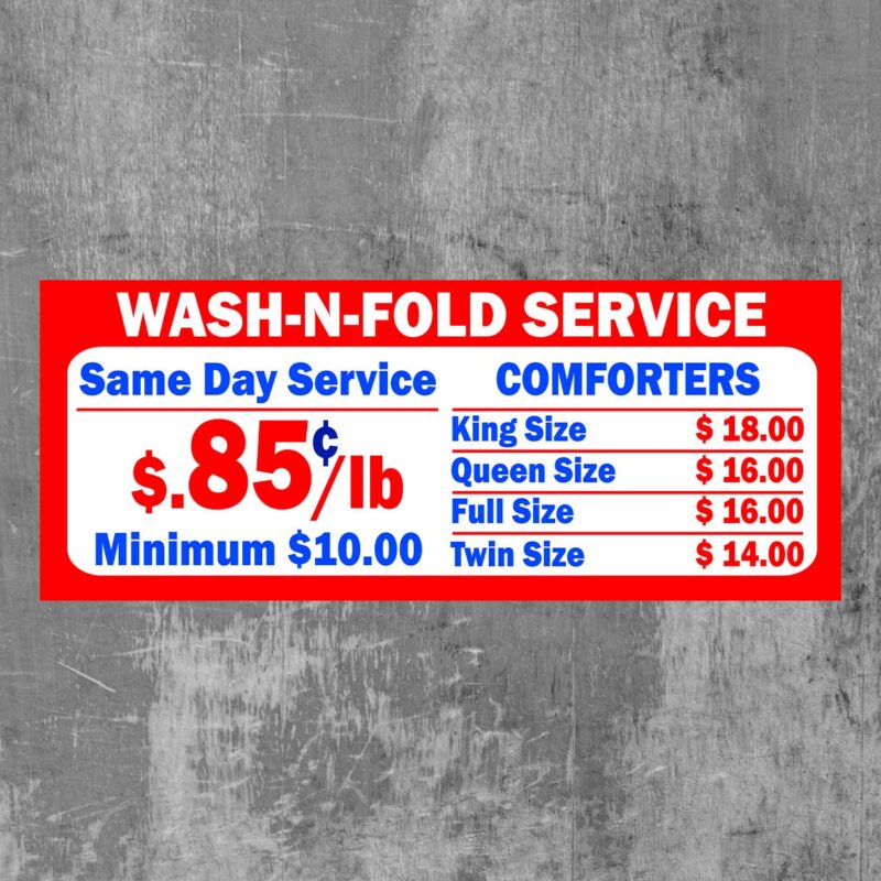 Wash N Fold Service PVC Sign – COLORSCREEN